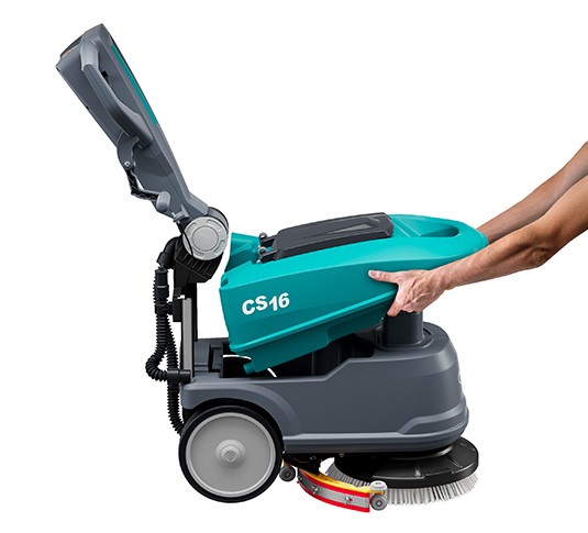 Microrrestregadora de pisos de operador caminando CS16 | Tennant Company