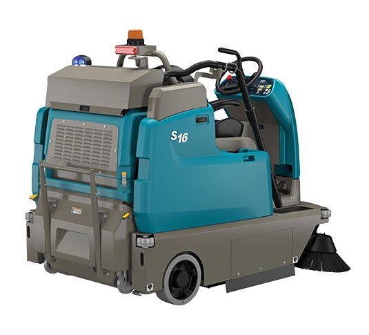 S16 Battery-Powered Compact Ride-On Sweeper | Tennant Company