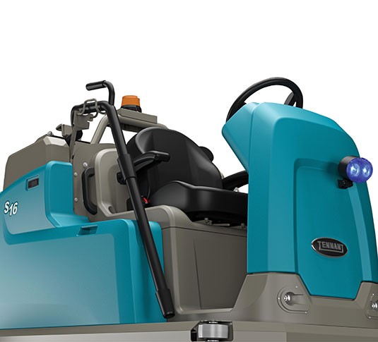 S16 Battery-Powered Compact Ride-On Sweeper | Tennant Company