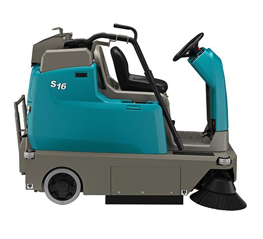 S16 Battery-Powered Compact Ride-On Sweeper | Tennant Company